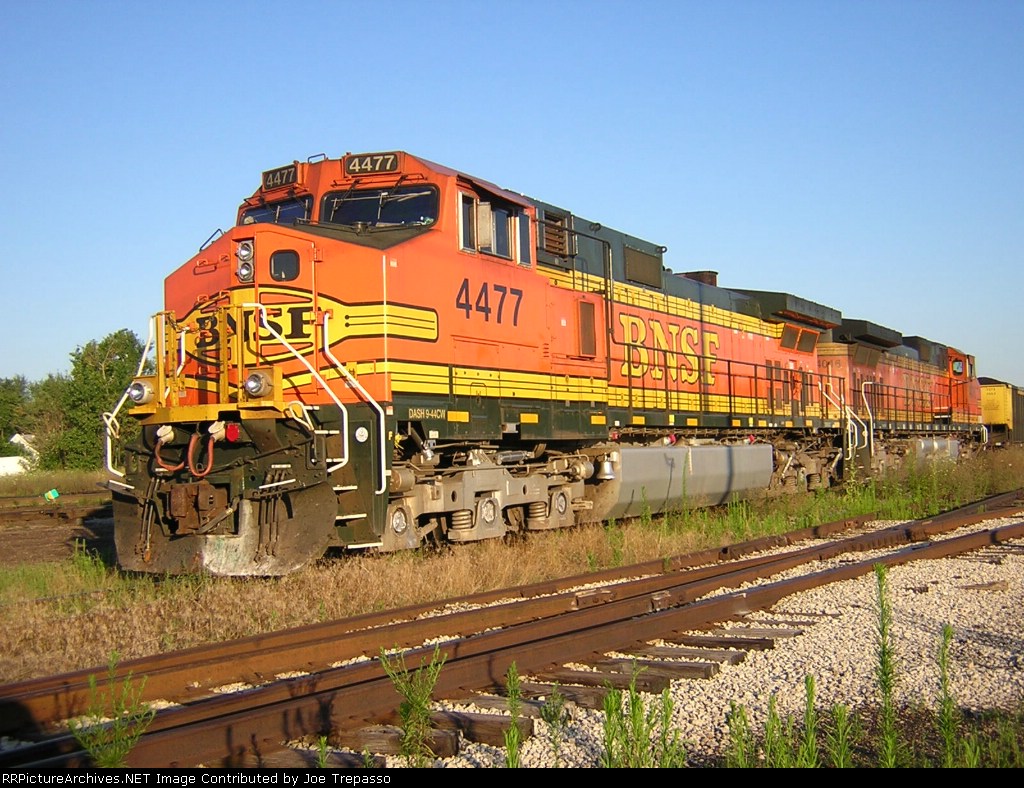 BNSF 4477 waits for her new crew in Durand Michigan